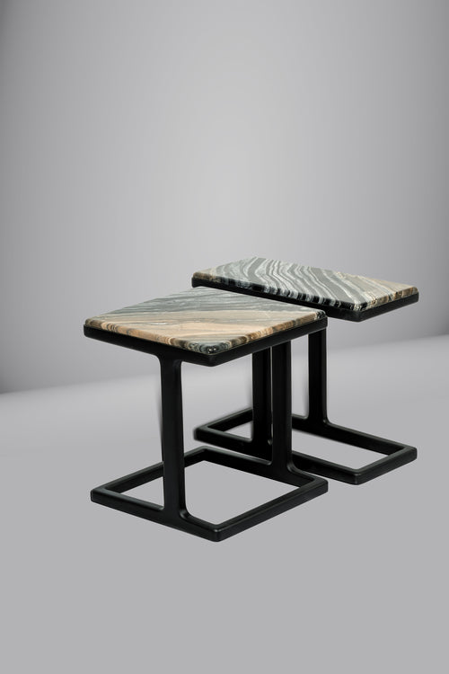 Modern Marble Swirl Side Table | Maanavi Homes